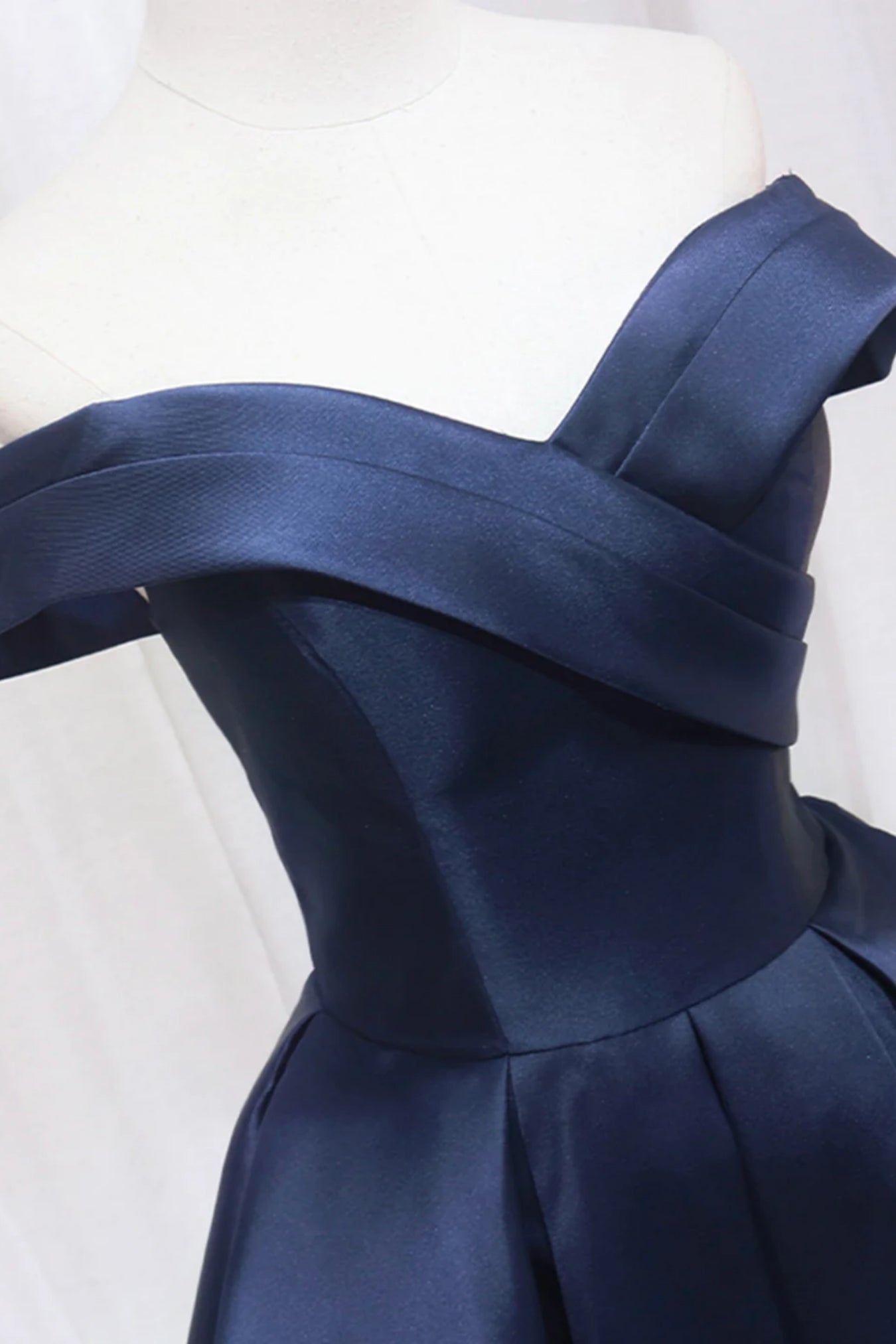 Blue Satin Off Shoulder Short Prom Dresses, Off the Shoulder Blue Home ...