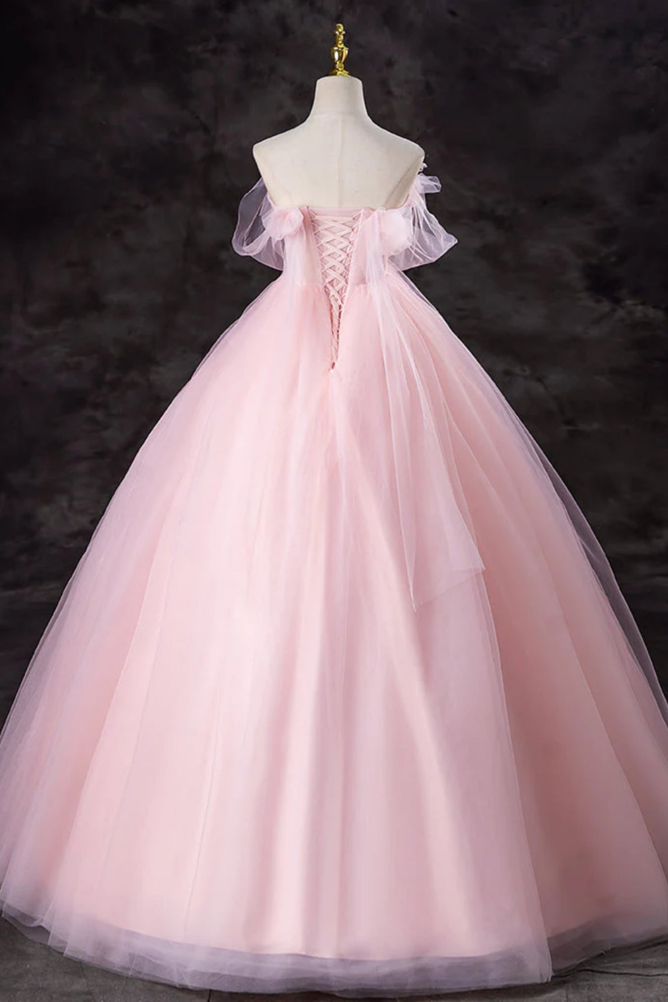 Pink Tulle Gorgeous Strapless Long Prom Dresses, Long Pink Formal Even ...