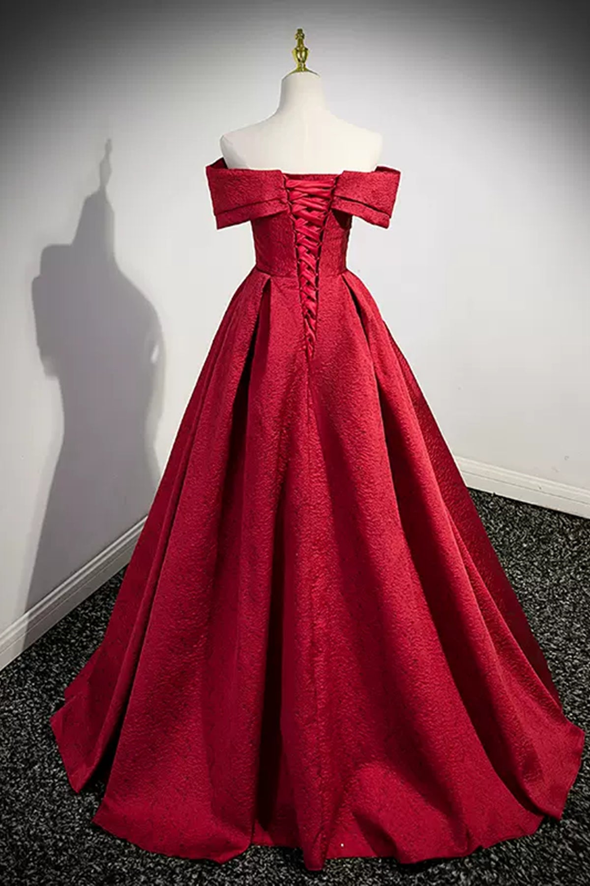 Red Off the Shoulder Prom Dresses Long, Off Shoulder Red Formal Gradua ...