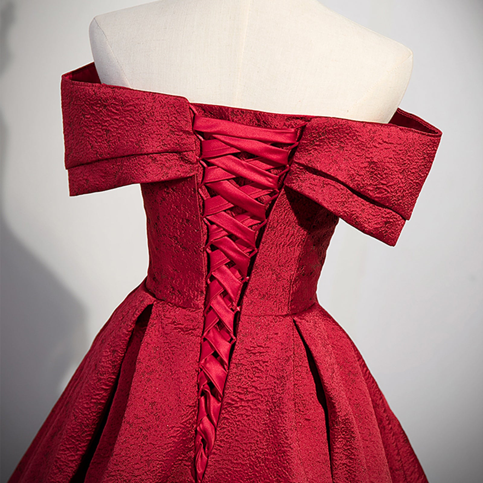 Red Off the Shoulder Prom Dresses Long, Off Shoulder Red Formal Gradua ...